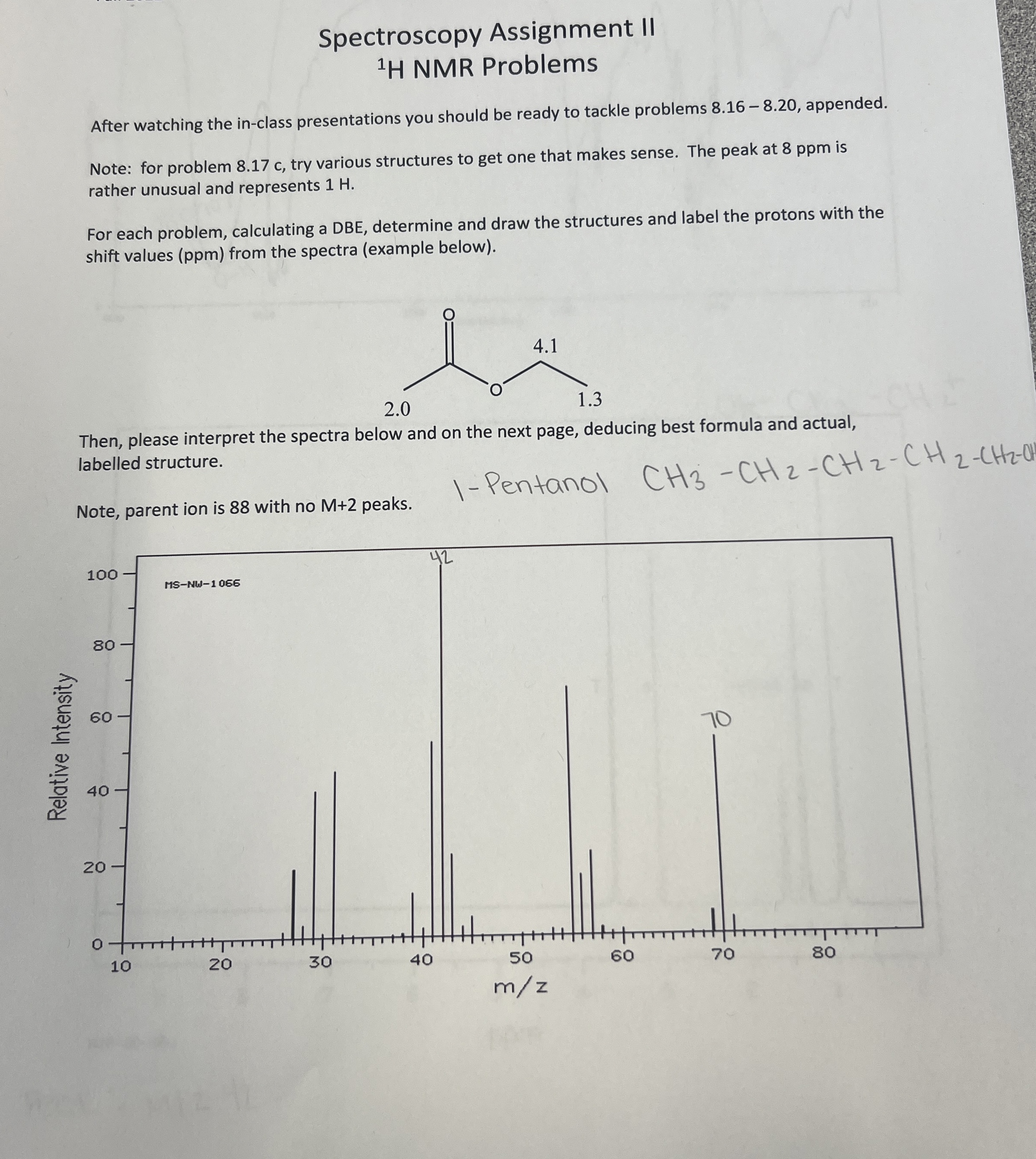Solved Spectroscopy Assignment II ?1H ﻿NMR ProblemsAfter | Chegg.com