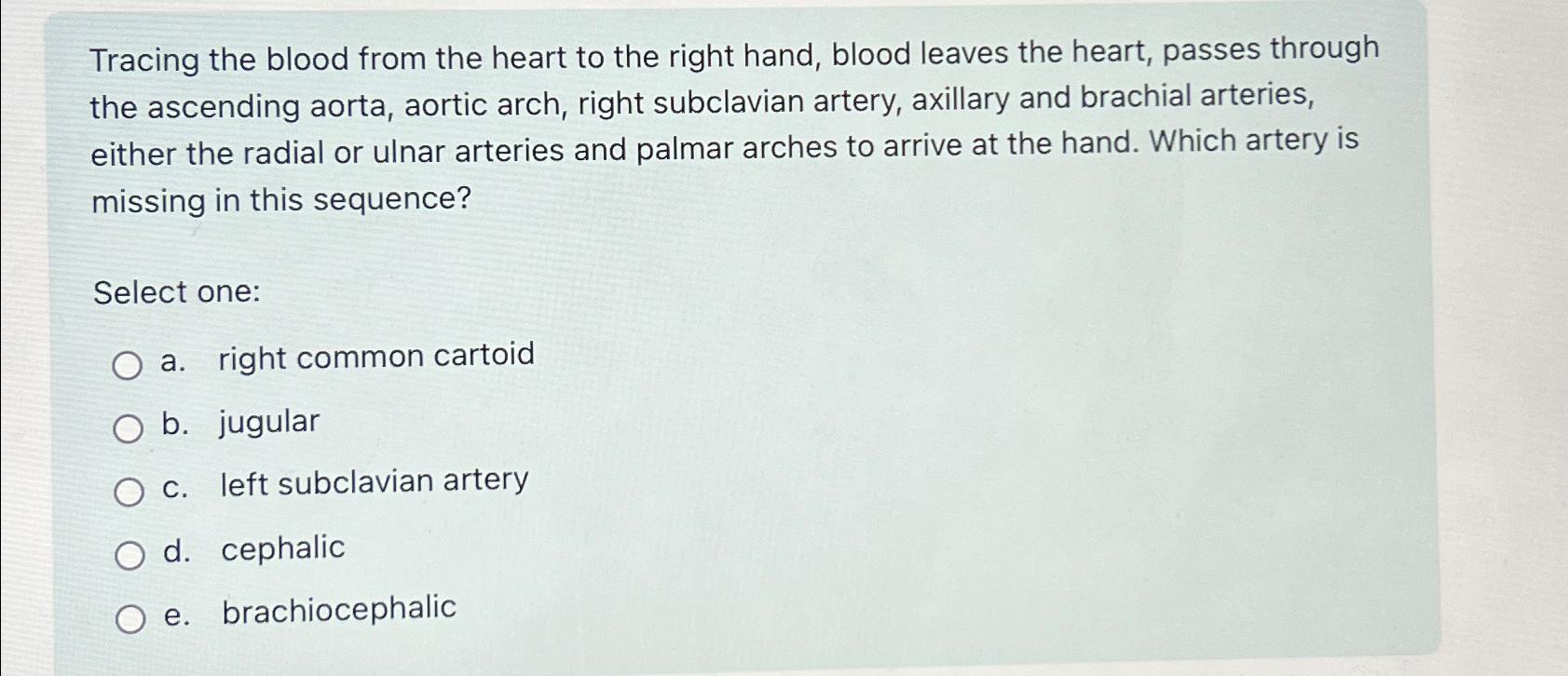 Solved Tracing the blood from the heart to the right hand, | Chegg.com