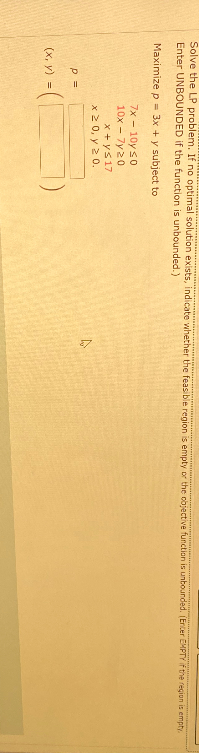 Solved Solve the LP problem. If no optimal solution exists, | Chegg.com