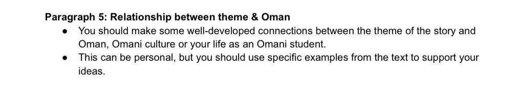 Paragraph 5: Relationship between theme \& Oman - You | Chegg.com