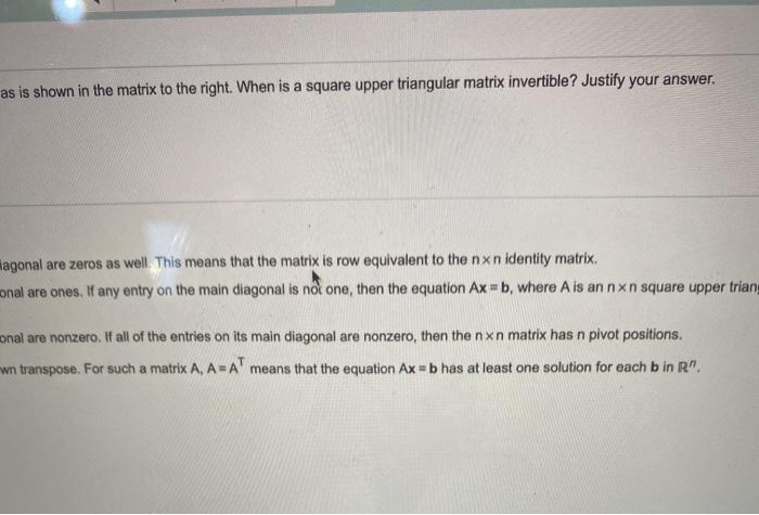 Solved An mxn upper triangular matrix is one whose entries | Chegg.com