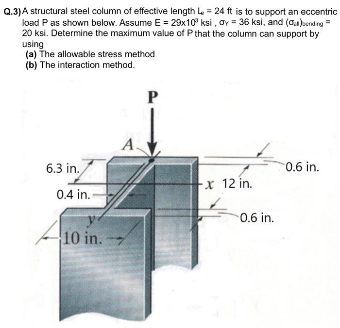 Solved Q.3) A structural steel column of effective length Le | Chegg.com