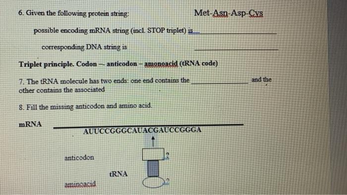 Solved 6. Given the following protein string: | Chegg.com