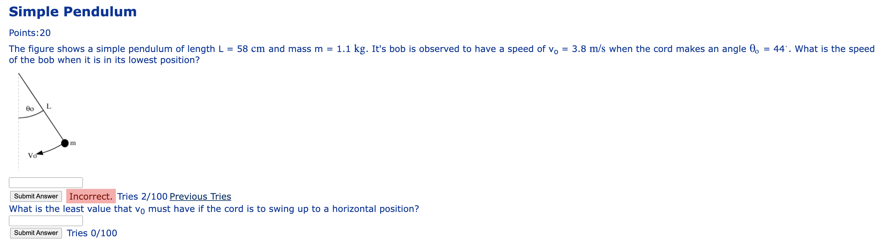 Solved Simple Pend... need help with this exercise | Chegg.com