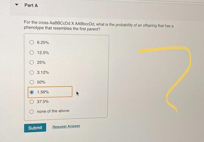 Solved Part A For the cross AaBBCcDd X AABbccDd, what is the | Chegg.com
