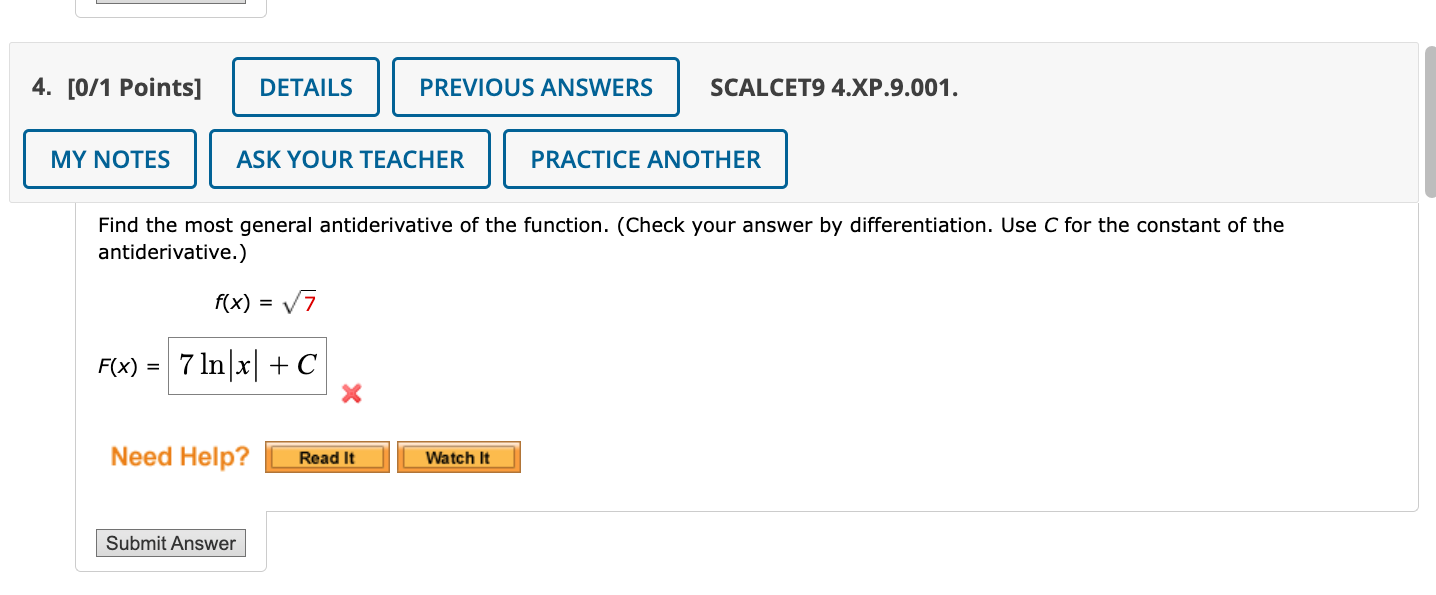 Solved Find the most general antiderivative of the function. | Chegg.com