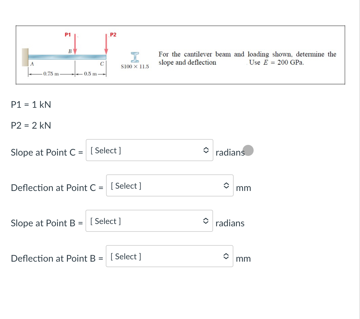 Solved For the cantilever beam and loading shown, determine | Chegg.com