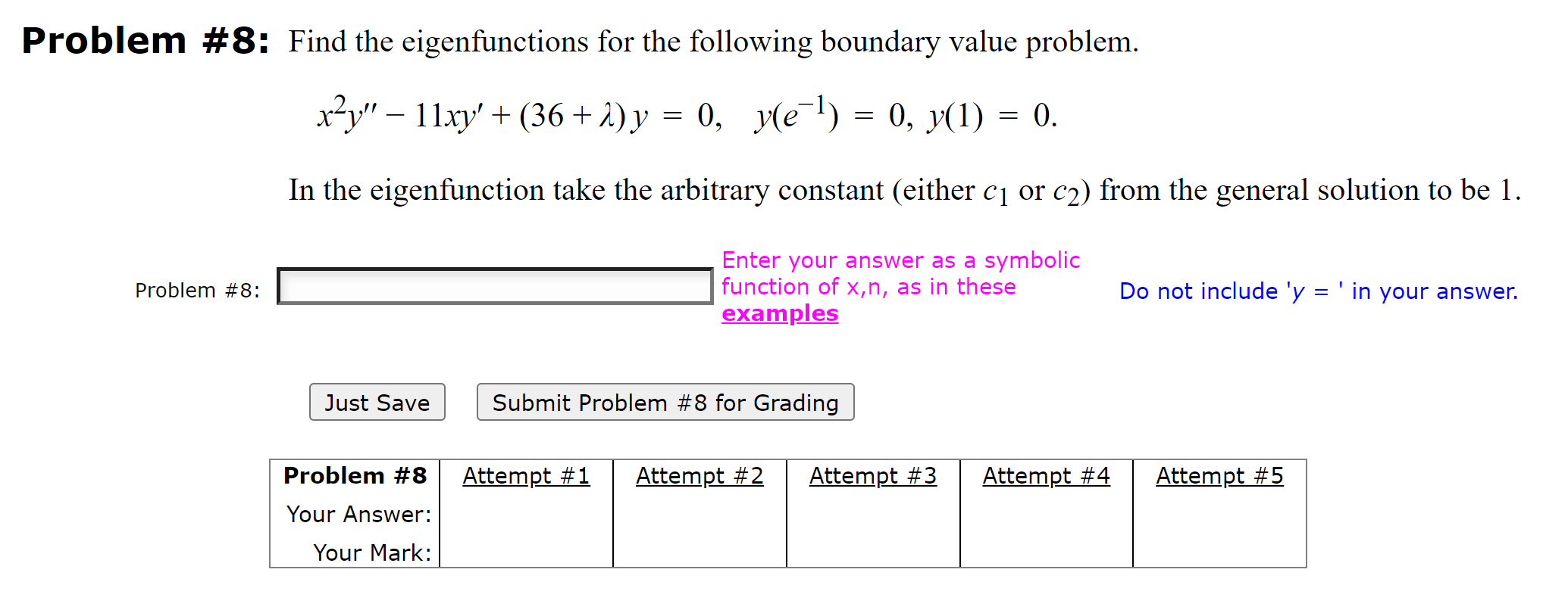Solved Problem #8: Find the eigenfunctions for the following | Chegg.com