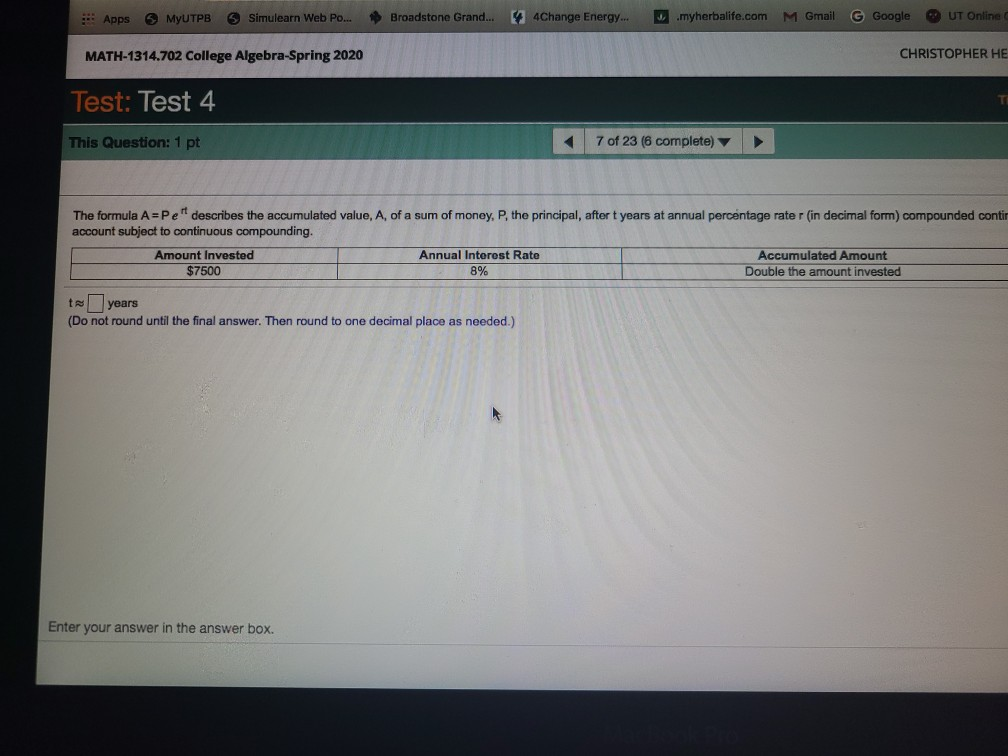 Apps MyUTPB > Simulearn Web Po... Broadstone Grand... | Chegg.com