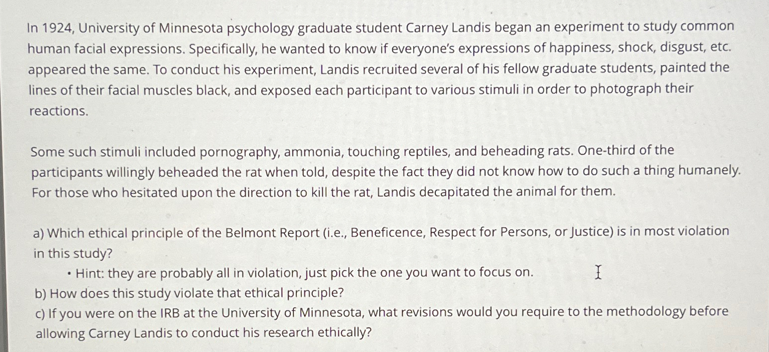 Solved In 1924, ﻿University of Minnesota psychology graduate | Chegg.com