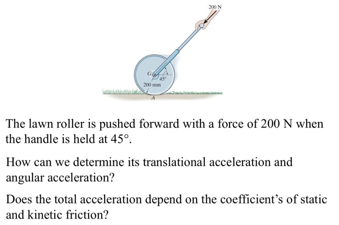 Solved The lawn roller is pushed forward with a force of 200 | Chegg.com