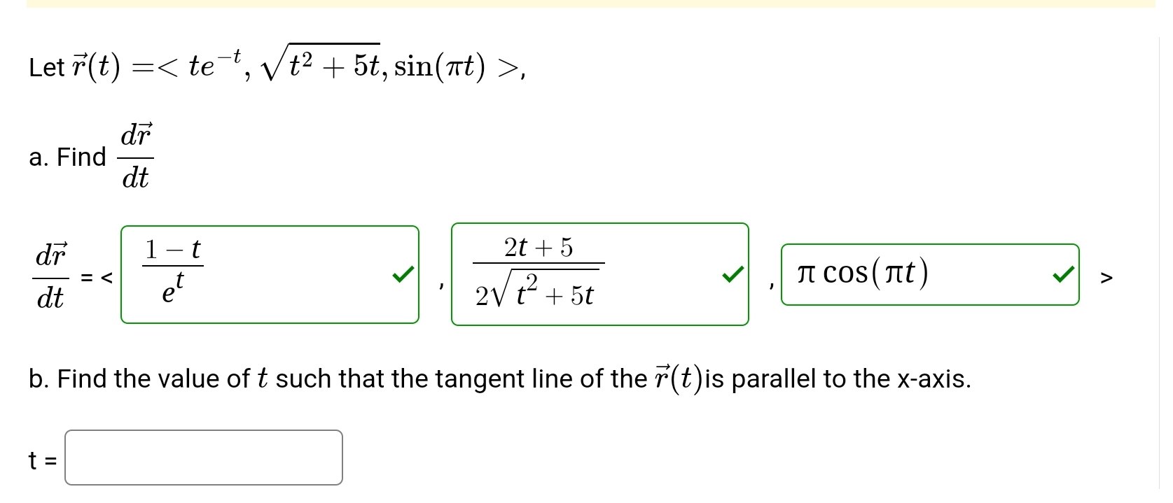 Solved Let vec(r)(t)=,a. ﻿Find d(vec(r))dtd(vec(r))dt=