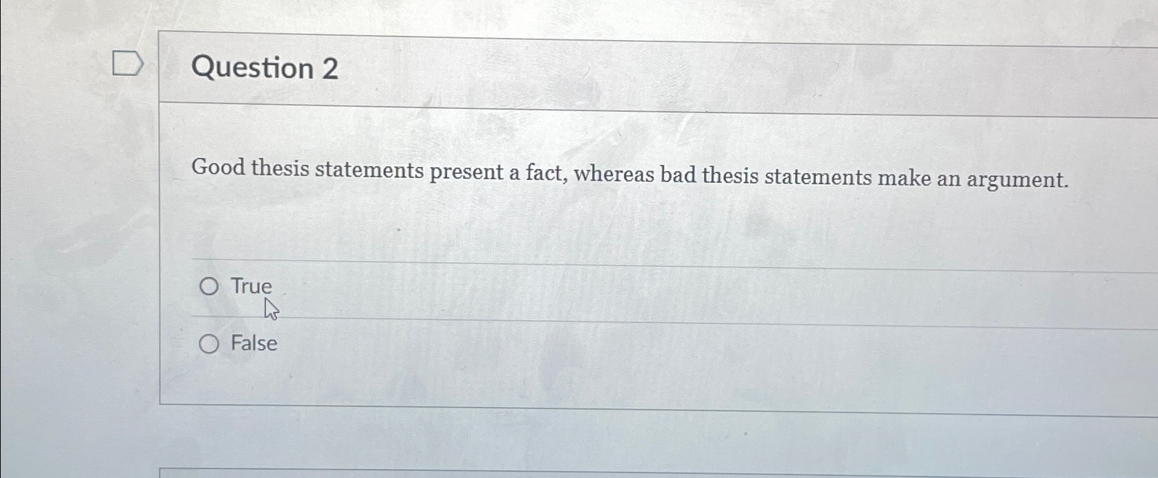 Solved Question 2Good thesis statements present a fact, | Chegg.com