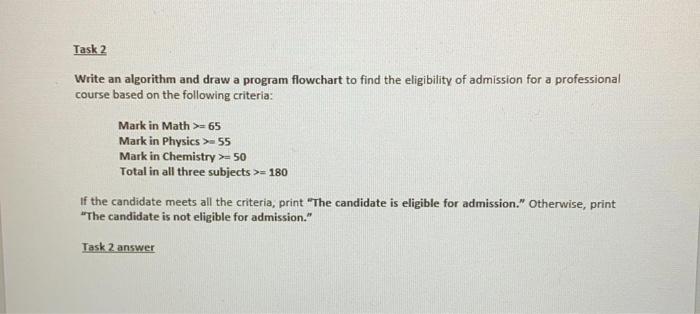 Solved Task 2 Write an algorithm and draw a program | Chegg.com