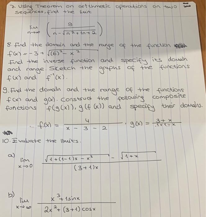 Solved 7. Using Theorem on artthmetic operations on two | Chegg.com