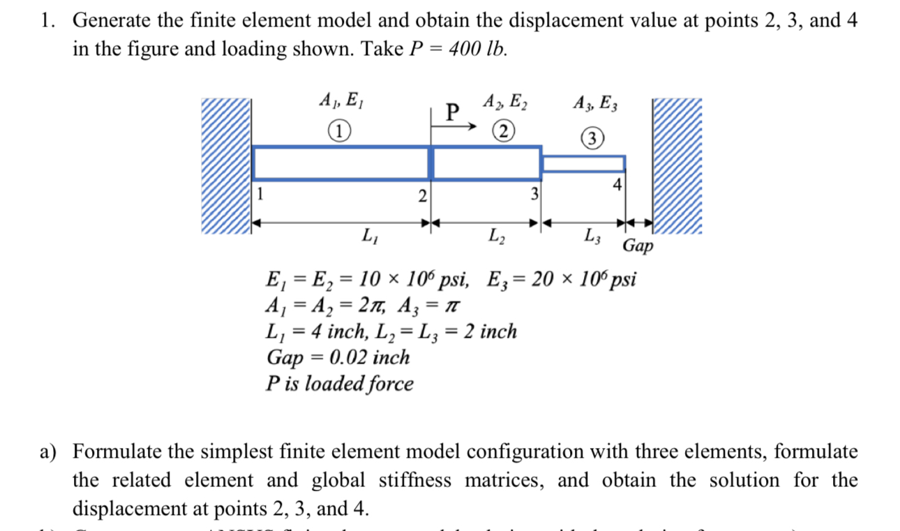Solved Generate the finite element model and obtain the | Chegg.com