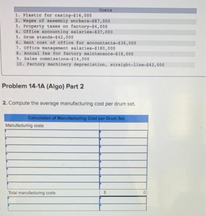 Solved Required Information Problem 14-1A (Algo) Classifying | Chegg.com