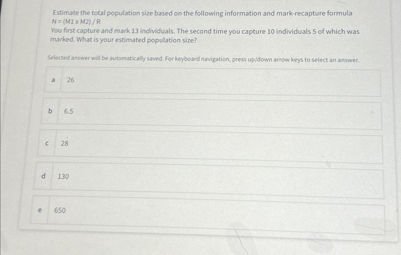 Solved Estimate the total population size based on the | Chegg.com