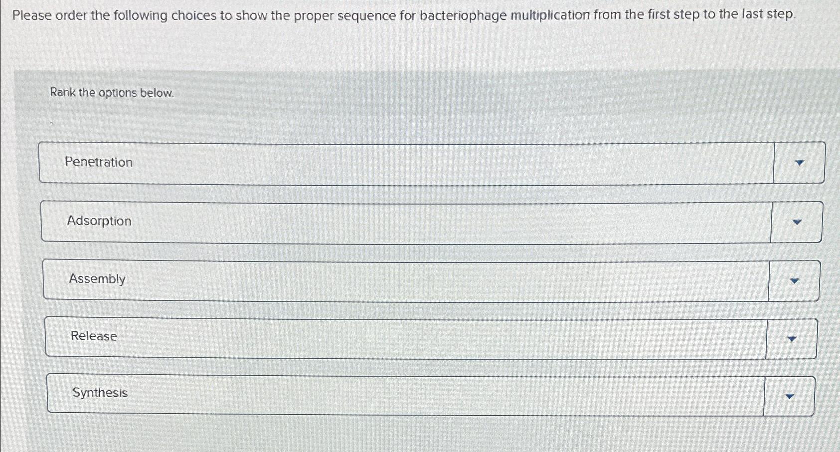 Solved Please order the following choices to show the proper | Chegg.com