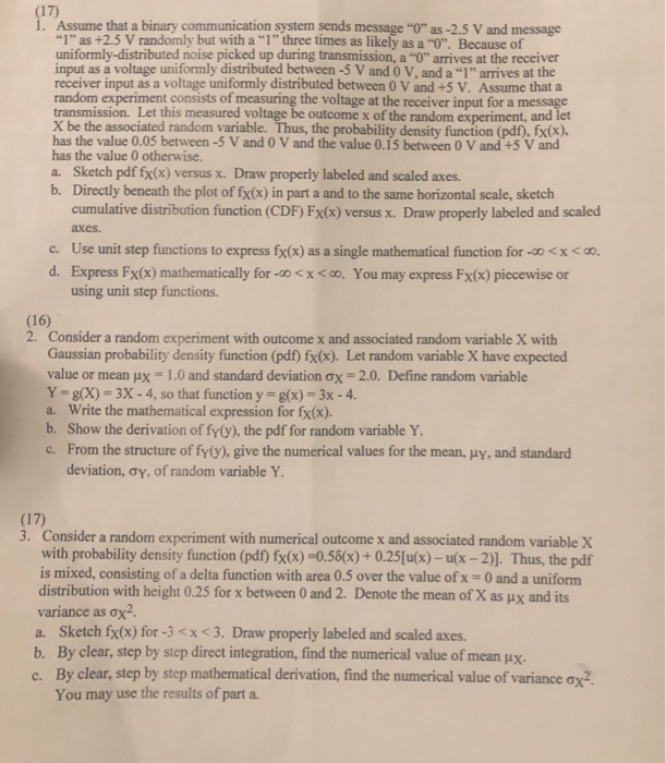Solved (17) 1. Assume that a binary communication system | Chegg.com