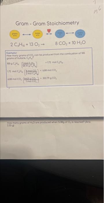 Solved Gram - Gram Stoichiometry Exnmplar How mony groms of | Chegg.com