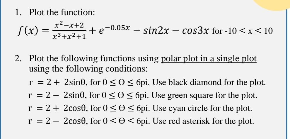 Solved 1 Plot The Function Fx X2 X2 E 005x Sin2x 