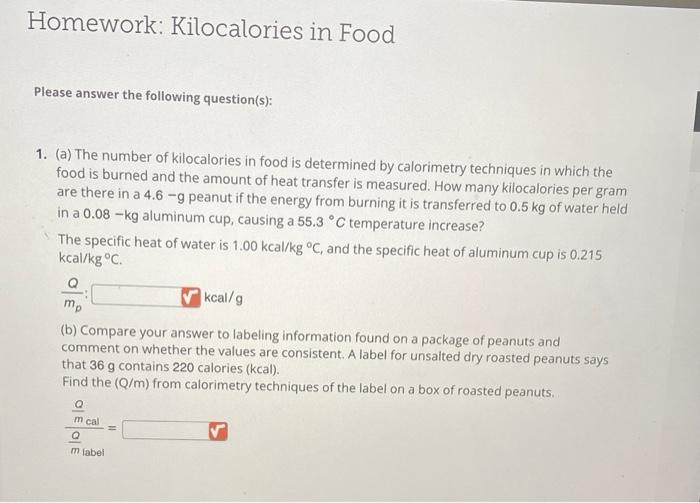 Solved Homework: Kilocalories in Food Please answer the | Chegg.com