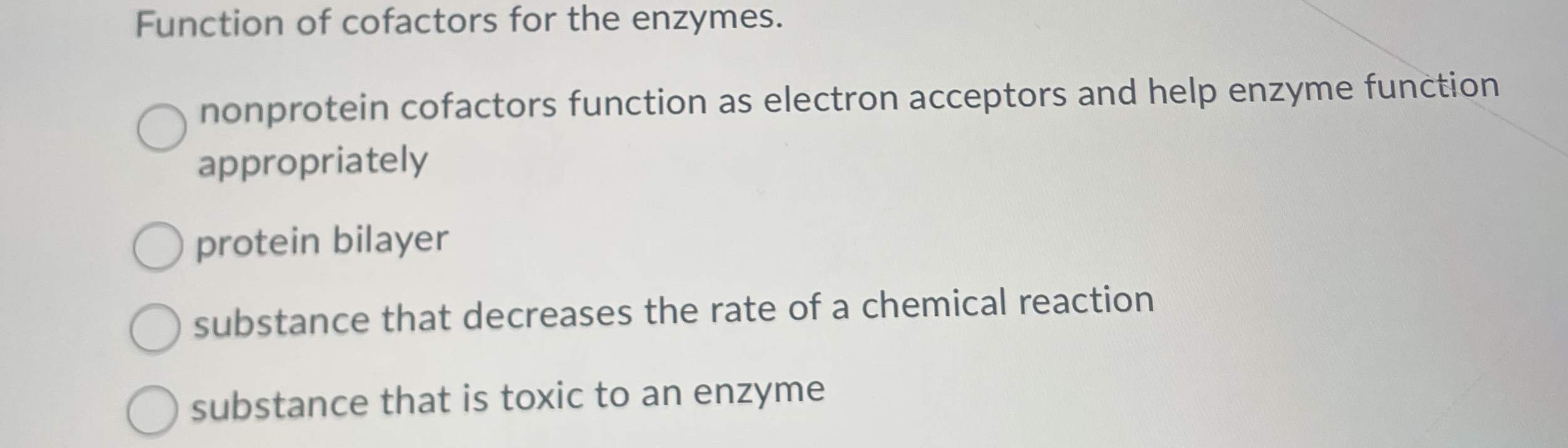Solved Function of cofactors for the enzymes.nonprotein | Chegg.com