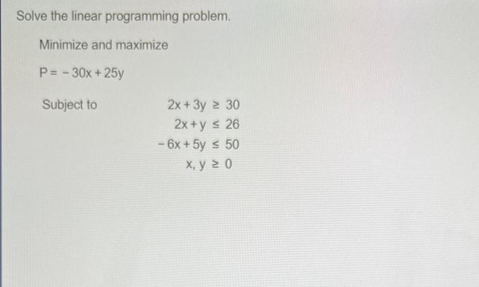 Solved Solve the linear programming problem. Minimize and | Chegg.com