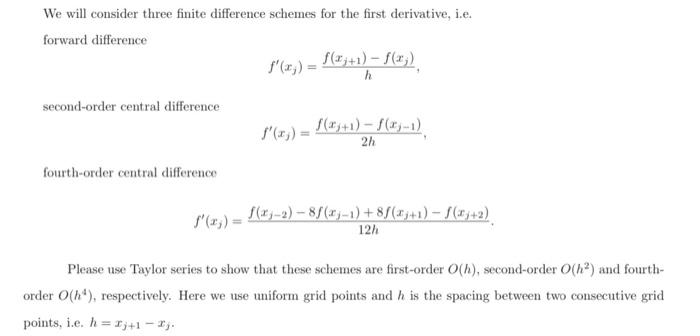 Solved We Will Consider Three Finite Difference Schemes For