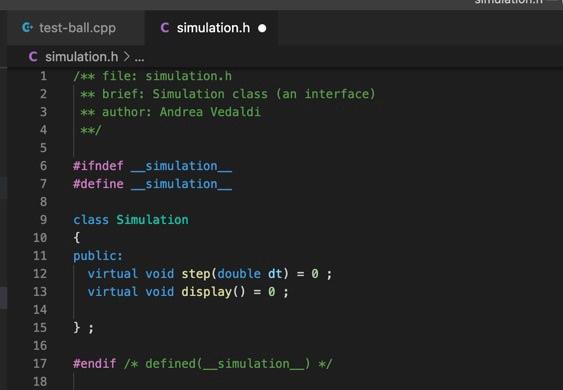 Solved C test-ball.cpp C simulation.h C simulation.h )... | Chegg.com