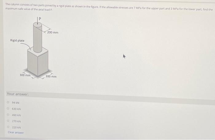 Solved The column consists of two parts ioined by a rigid | Chegg.com