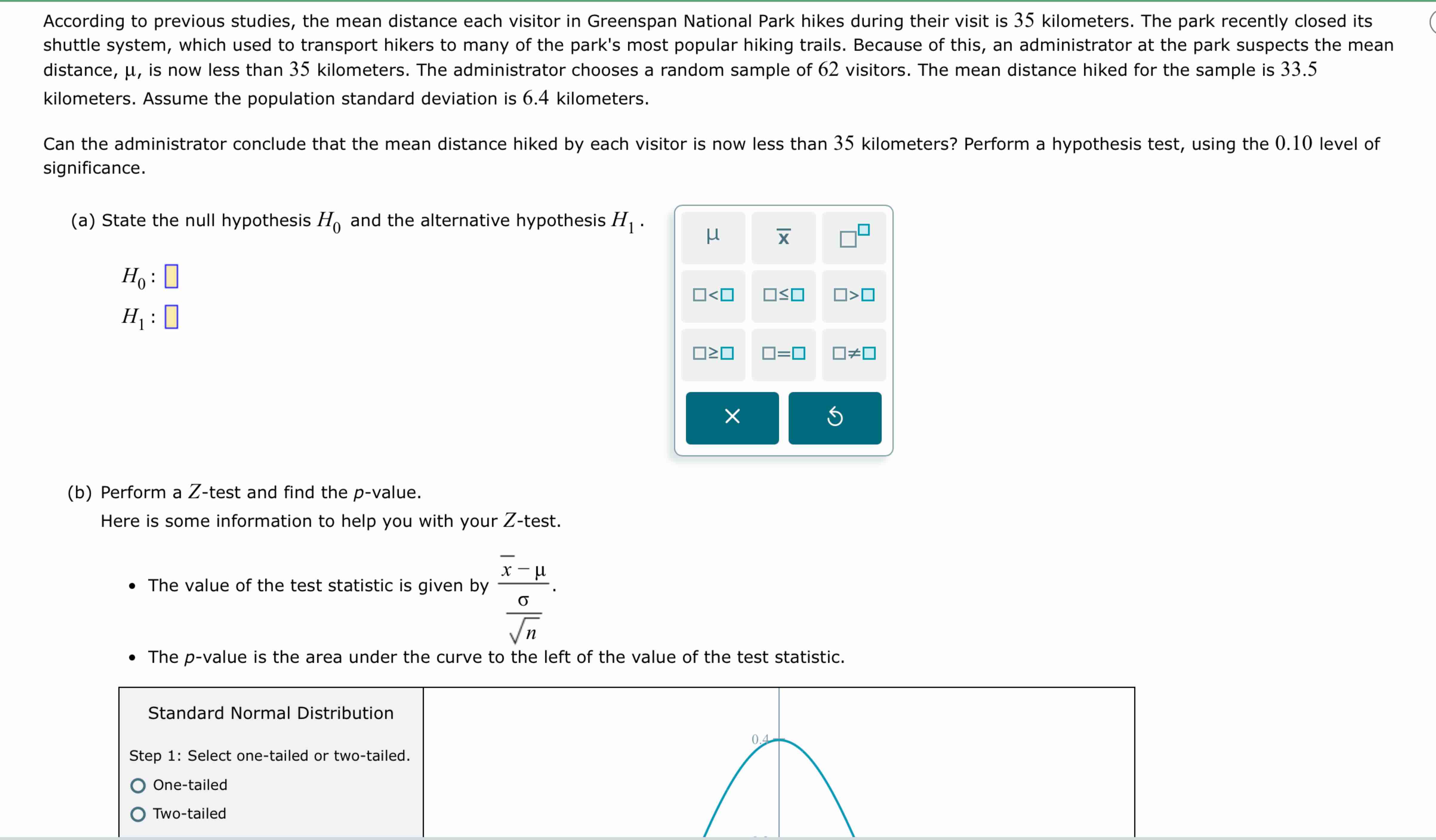 Solved According to ﻿previous studies, the mean distance | Chegg.com