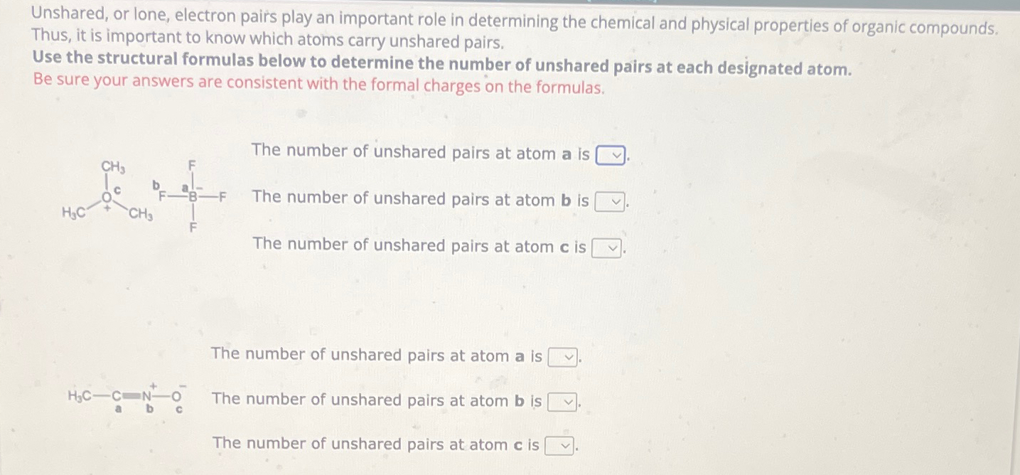 Solved Unshared, or lone, electron pairs play an important | Chegg.com