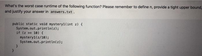 Solved What's the worst case runtime of the following | Chegg.com