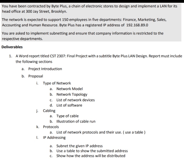 You have been contracted by Byte Plus, a chain of | Chegg.com