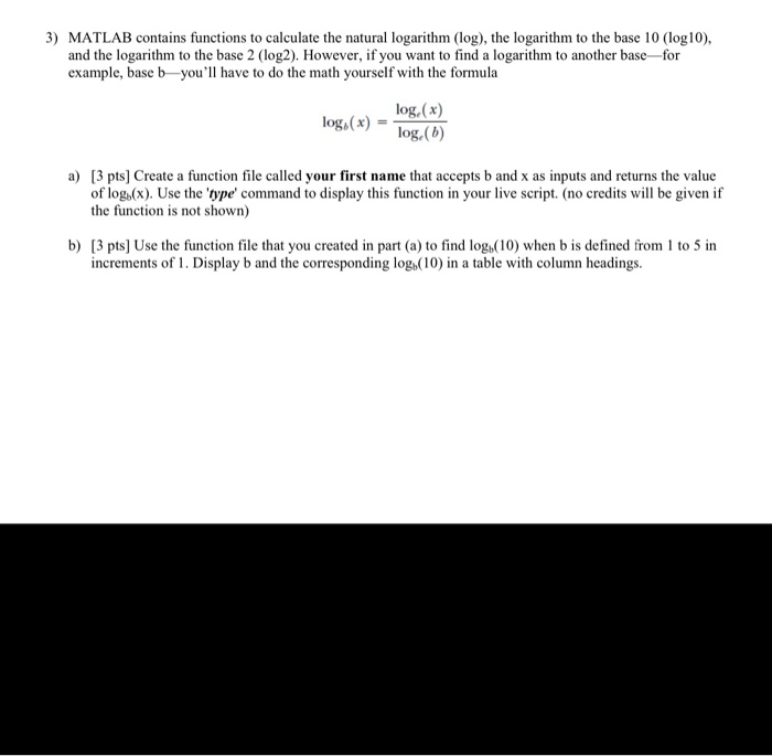 Solved 3) MATLAB contains functions to calculate the natural | Chegg.com