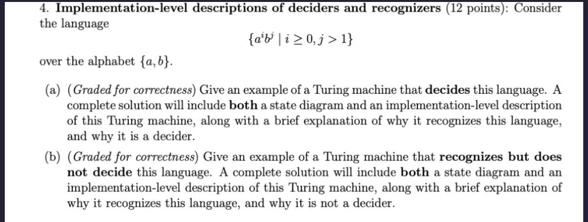 Implementation-level descriptions of deciders and | Chegg.com