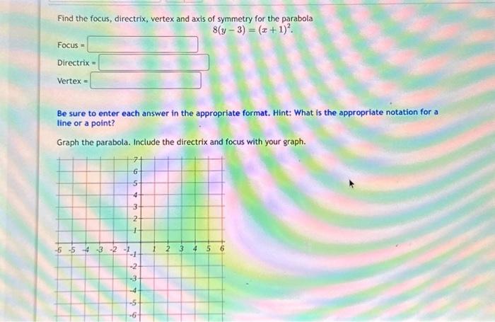 Solved Find the focus, directrix, vertex and axis of | Chegg.com