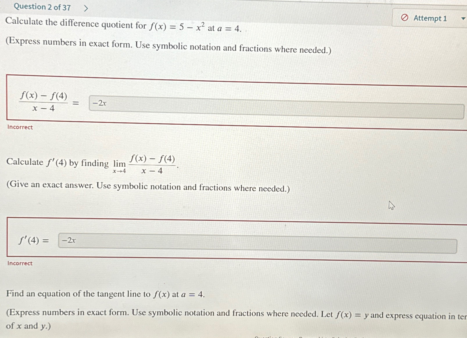 Solved Question 2 ﻿of 37Calculate the difference quotient | Chegg.com