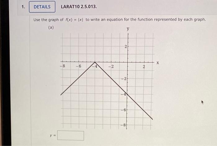 Solved 1. DETAILS LARAT10 2.5.013. Use the graph of f(x) = | Chegg.com