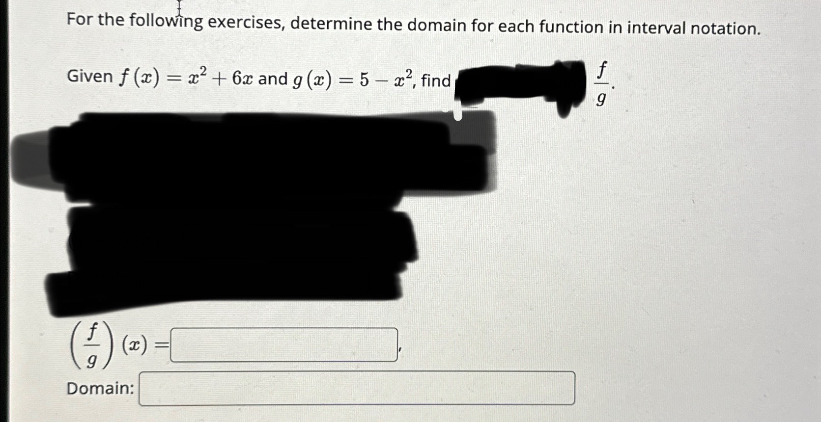 Solved For the following exercises, determine the domain for | Chegg.com
