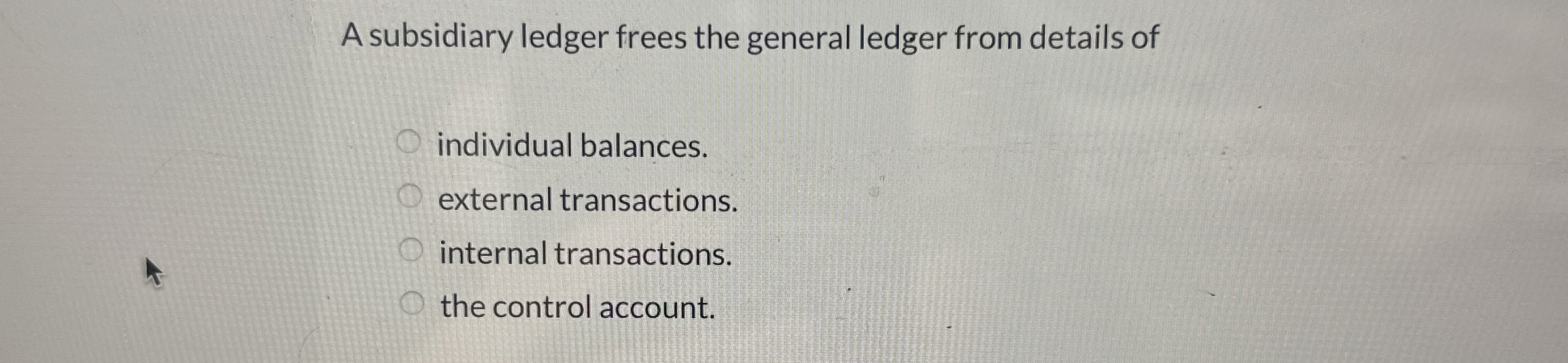 Solved A subsidiary ledger frees the general ledger from | Chegg.com