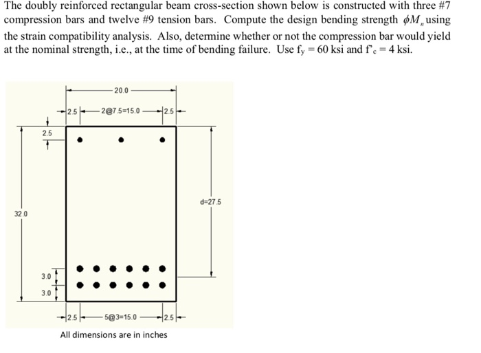 Solved The doubly reinforced rectangular beam cross-section | Chegg.com