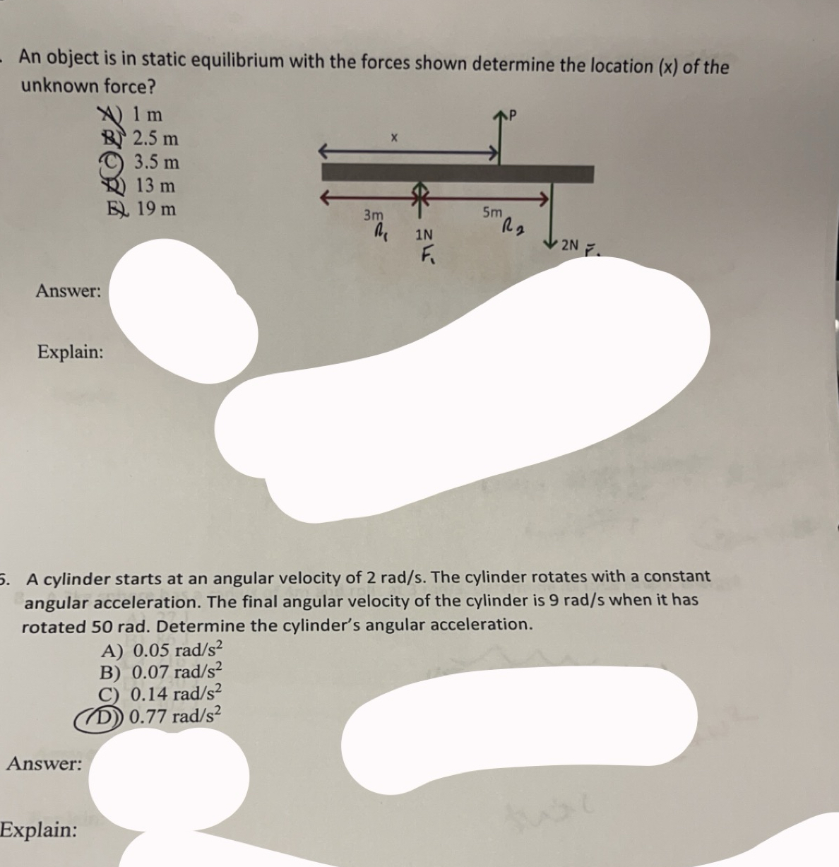 Solved An object is in static equilibrium with the forces | Chegg.com