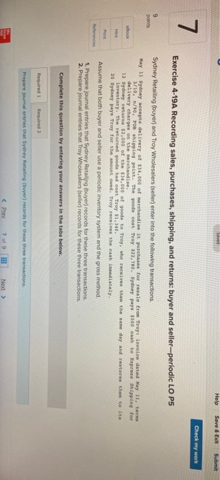 Solved Help Save & Exit Submit Check my work Exercise 4-19A | Chegg.com