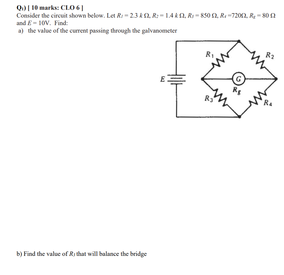 Solved Q1 ] 10 ﻿marks: CLO 6 ]Consider the circuit shown | Chegg.com