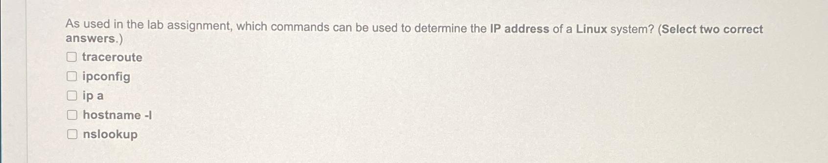 Solved As used in the lab assignment, which commands can be | Chegg.com