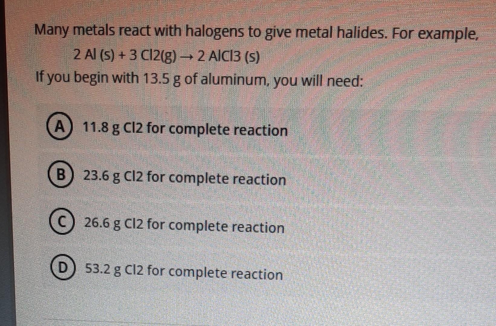Solved Many metals react with halogens to give metal | Chegg.com