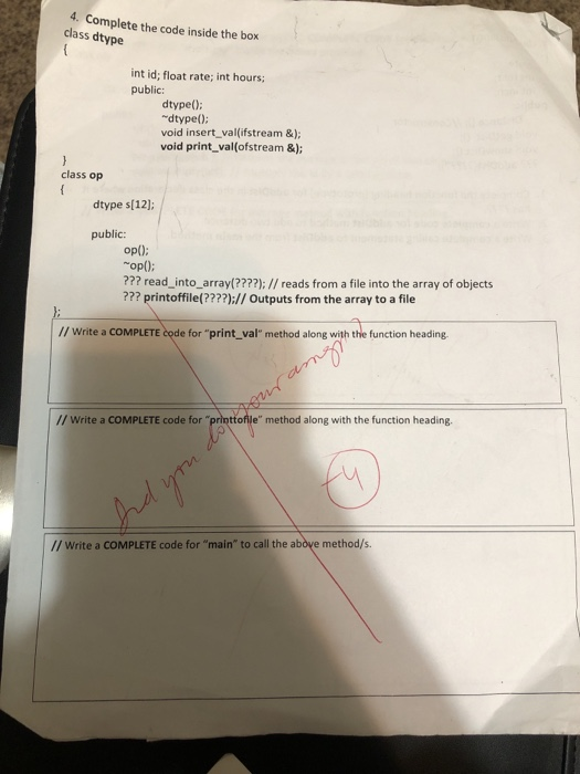 Solved 4 Complete The Code Inside The Box Class Dtype Int 
